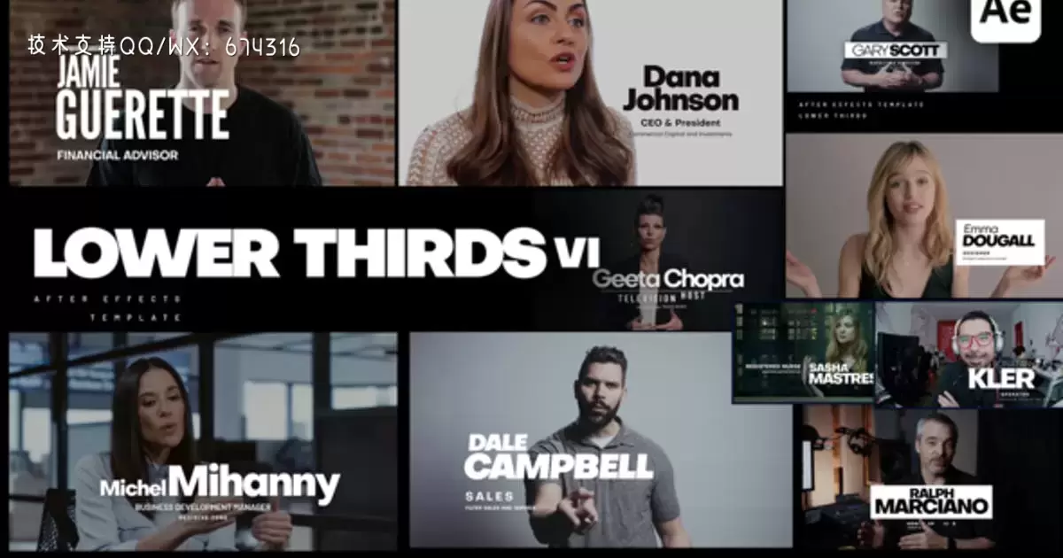 下半部分VI文字AE视频模版Lower Thirds VI - 幕后Muhou